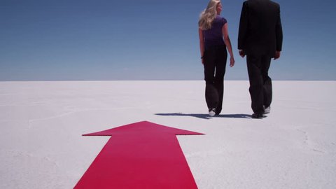 Businesspeople Walk By Red Arrow Salt Stock Footage Video (100% Royalty ...