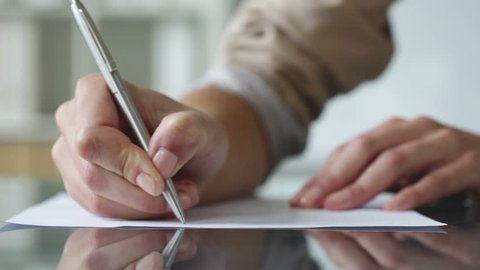 Hand Businesswoman Writing On Paper Office Stock Photo (Edit Now) 553811536