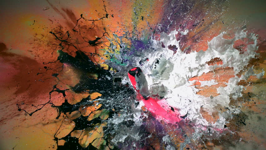 smashing glass bottle paint shooting high Stock Footage Video (100% ...