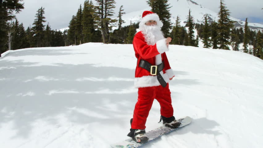 santa claus on snowboard Stock Footage Video (100% Royalty-free ...