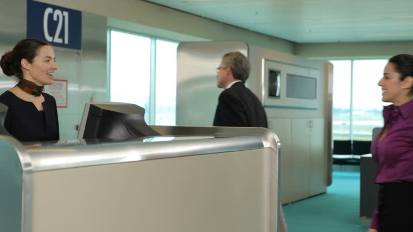 airport passengers check ticket counter Stock Footage Video (100% ...