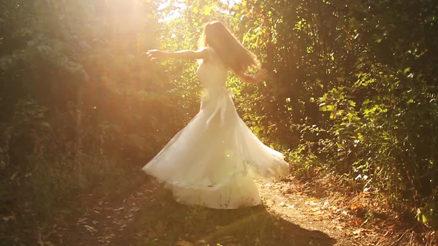 Beautiful Female Spinning Bride Dress Stock Footage Video (100% Royalty ...