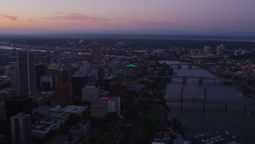 Aerial Shot of Downtown Portland, Stock Footage Video (100% Royalty ...