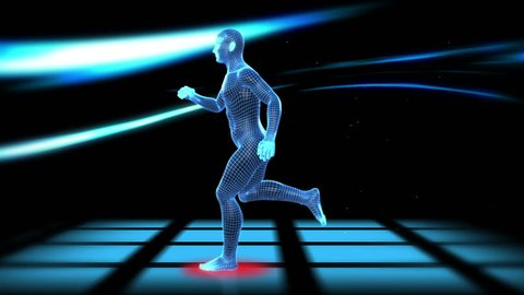 Animated Wire Frame Man Jogging Wide Stock Footage Video (100% Royalty ...