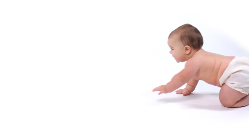 Baby Crawling Against White Background Stock Footage Video (100% ...