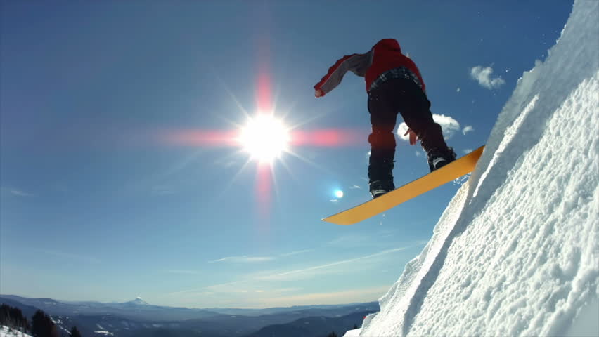 snowboarder jumps off snow cliff slow Stock Footage Video (100% Royalty ...