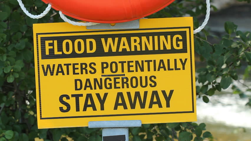 flood warning sign river background bottom Stock Footage Video (100% ...