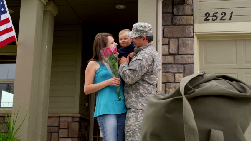 soldier returns home wife baby Stock Footage Video (100% Royalty-free ...