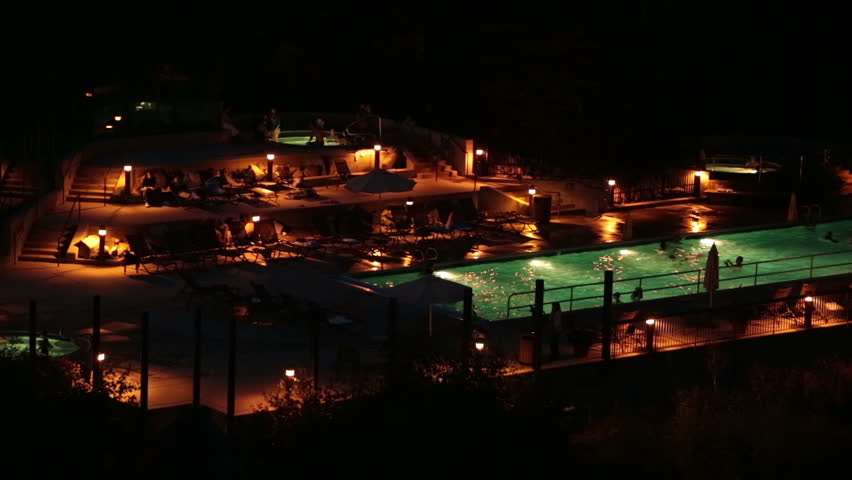 Night Luxury Resort Swimming Pool Stock Footage Video (100% Royalty ...