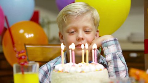 Sad Little Boy Celebrating His Birthday Stock Footage Video (100% ...