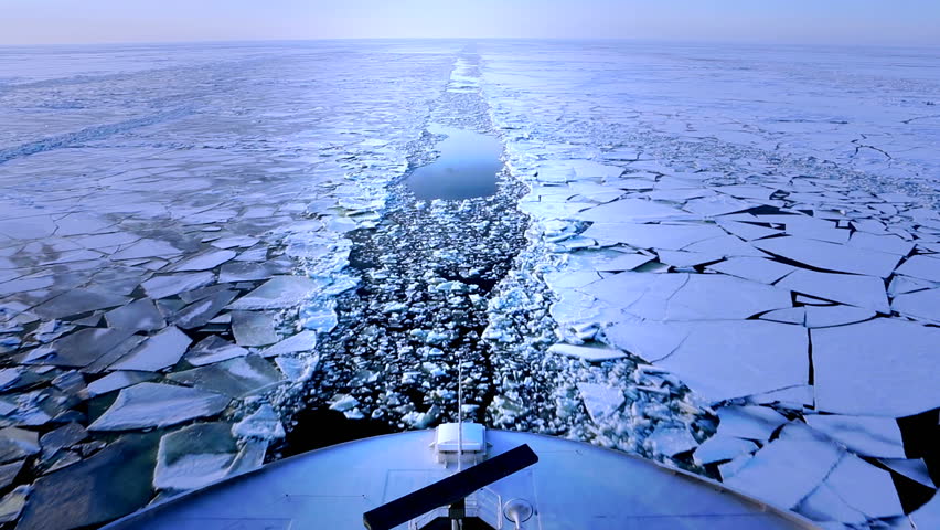 Ship Heading Through a Frozen Stock Footage Video (100% Royalty-free ...