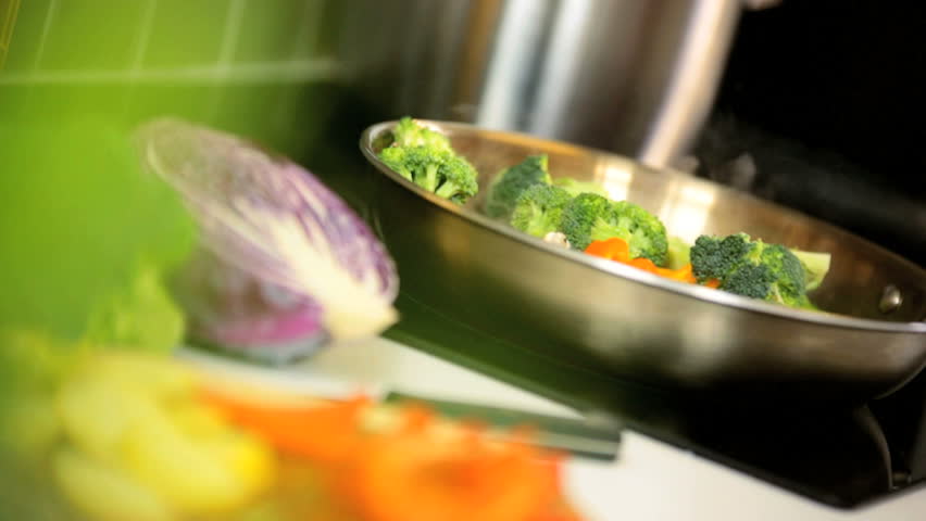 Fresh Chopped Mixed Vegetables Added Stock Footage Video (100% Royalty ...