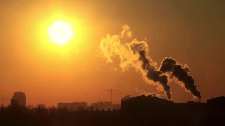 air pollution beautiful sunset over city Stock Footage Video (100% ...