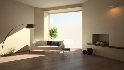 Time Lapse Shadows Room Interior 3d Stock Footage Video (100% Royalty ...