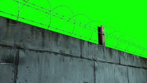 Barbed Wire Concrete Wall Greenscreen Stock Footage Video (100% Royalty ...
