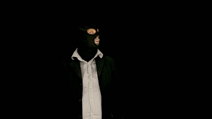 masked man robber criminal appears deep Stock Footage Video (100% ...