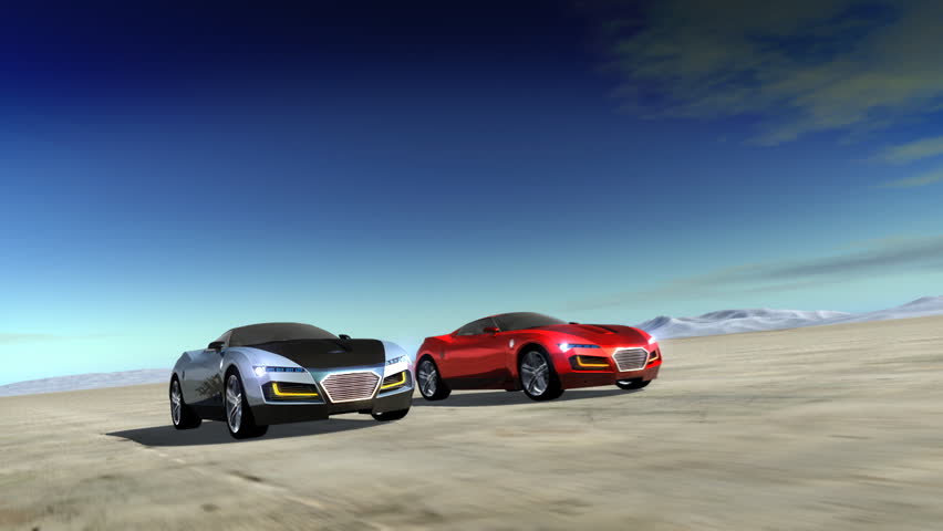 two sports cars racing desert blue Stock Footage Video (100% Royalty ...