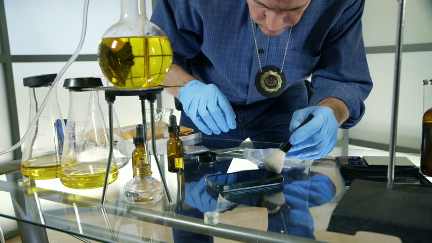 detective csi agent dusting finger prints Stock Footage Video (100% ...