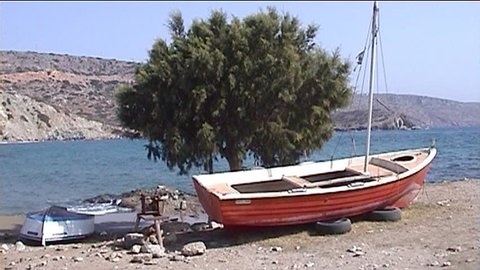 Red Boat Tree Crete Greece Stock Footage Video (100% Royalty-free ...