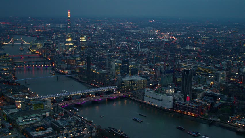panoramic aerial shot along river thames Stock Footage Video (100% ...