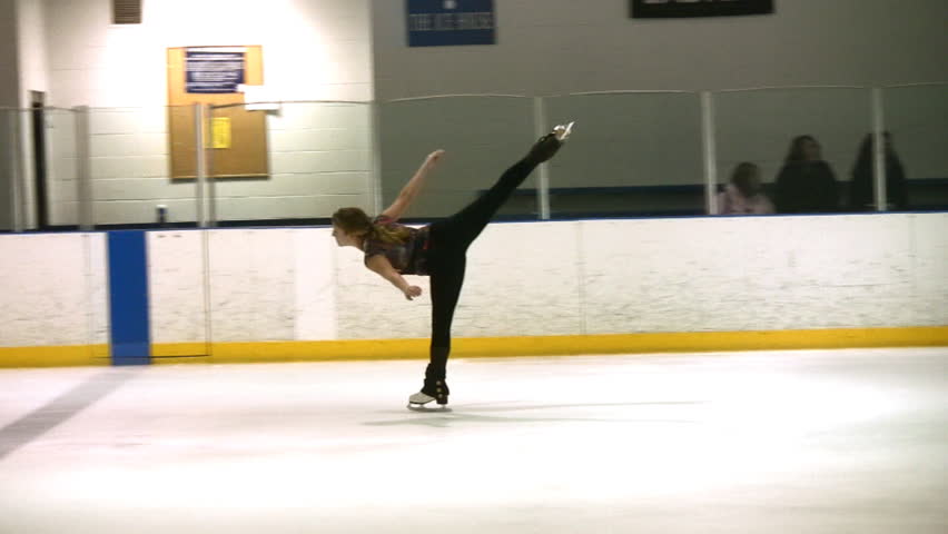 lovely figure skater performs near split Stock Footage Video (100% ...