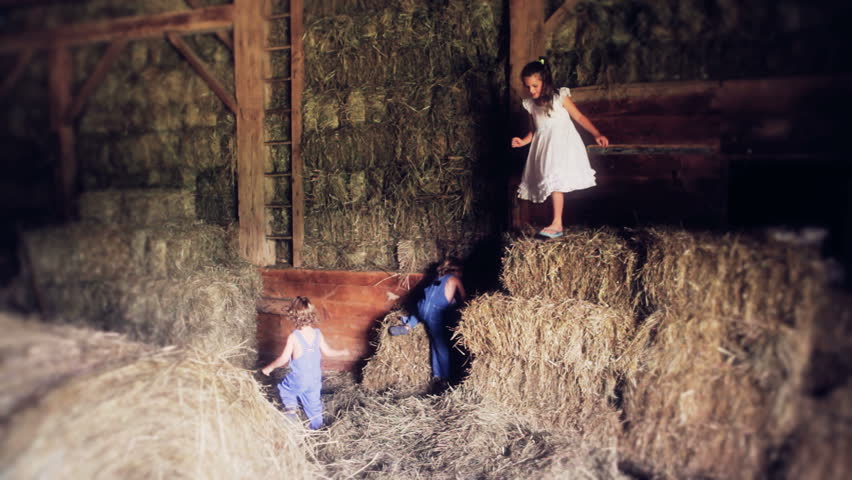 kids playing barn children having fun Stock Footage Video (100% Royalty ...