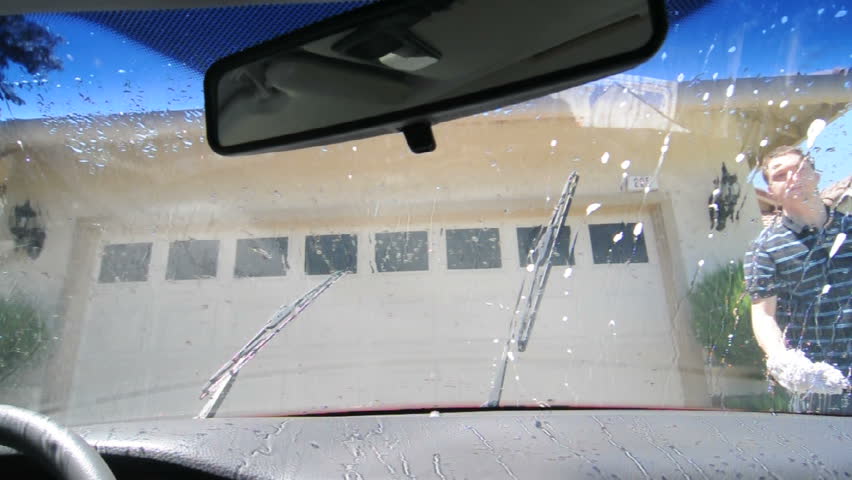 Inside View Washing Cars Windshield Stock Footage Video (100% Royalty ...