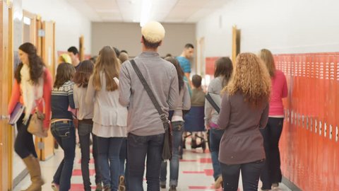 Students Crowded Hallway Walk Away Camera Stock Footage Video (100% ...
