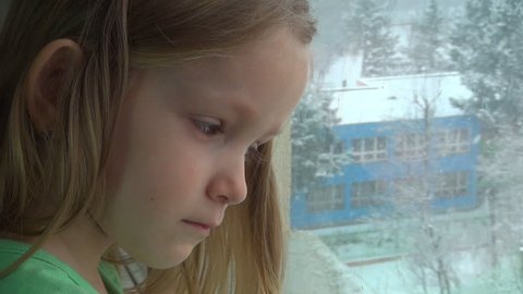 Unhappy Crying Sad Child Looking Out Stock Footage Video (100% Royalty ...