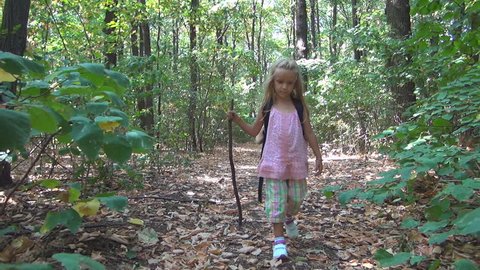 Child Little Girl Playing Walking Bear Stock Footage Video (100% ...