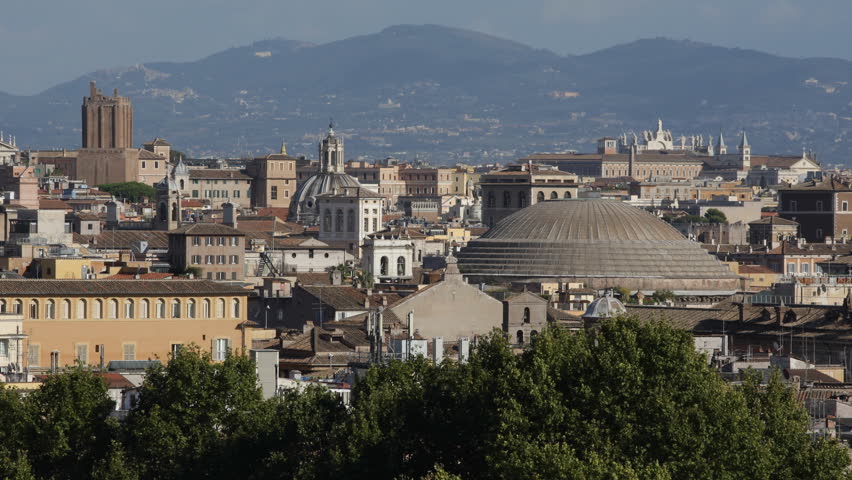 Aerial View Rome Skyline, Pantheon, Stock Footage Video (100% Royalty ...