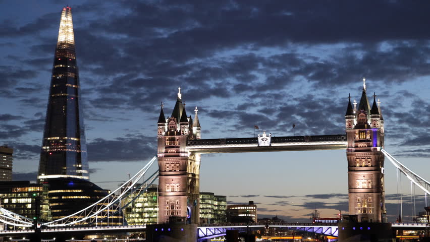 illuminated night lights tower bridge london Stock Footage Video (100% ...