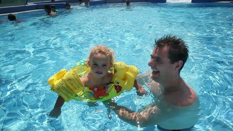 Man Child Frolic Water Pool Slow Stock Footage Video (100% Royalty-free ...