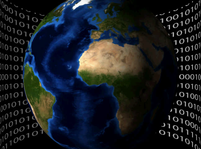 spinning globe moving binary code background Stock Footage Video (100% ...