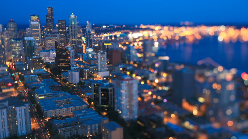 seattle cityscape time lapse night using Stock Footage Video (100% ...
