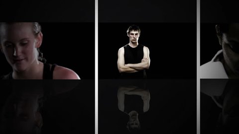 Scrolling Portraits Athletes On Black Stock Footage Video (100% Royalty ...