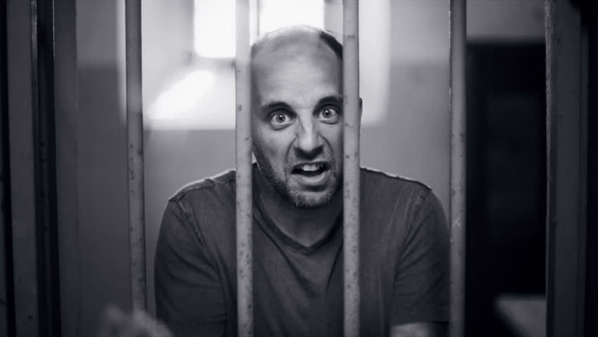 Crazy Inmate Sentenced Lifetime Cursing Behind Stock Footage Video (100 ...