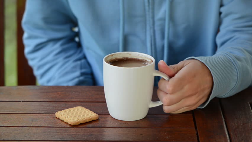 hand take cup steaming hot morning Stock Footage Video (100% Royalty ...