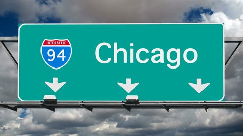 Chicago Interstate 94 Overhead Freeway Sign Stock Footage Video (100% ...