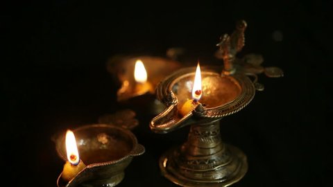 Traditional Diya Lamp Lit On Colorful Stock Photo (Edit Now) 300168158