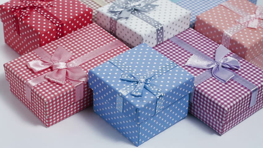 Multi Color Present Boxes Slow Stock Footage Video (100% Royalty-free ...