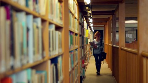 Student Walking Through Library College Stock Footage Video (100% ...
