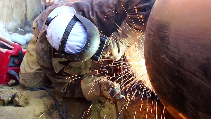 Welder Working On a Pipeline Stock Footage Video (100% Royalty-free ...