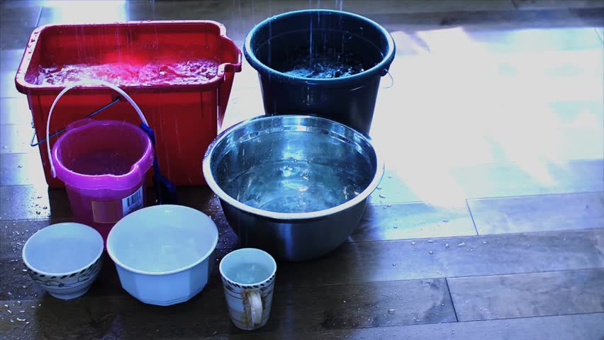 Buckets On the Floor Catch Stock Footage Video (100% Royalty-free ...