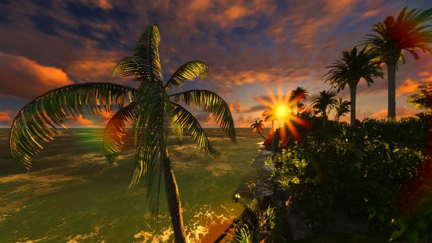 hawaiian paradise -tropical island sun set Stock Footage Video (100% ...