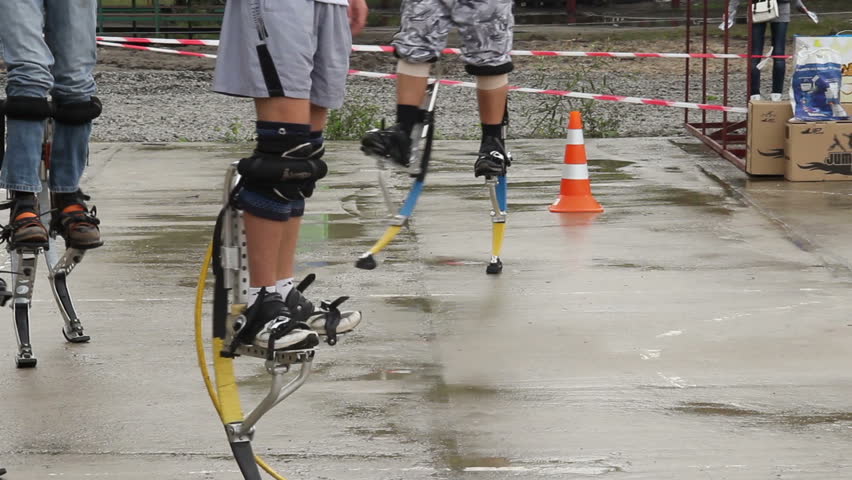 Men with Jumping Stilts Walk, Stock Footage Video (100% Royalty-free ...
