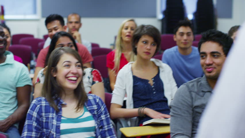 cheerful mixed ethnicity group students classroom Stock Footage Video ...