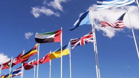 Various World Flags Flying On Flagpoles Stock Footage Video (100% ...