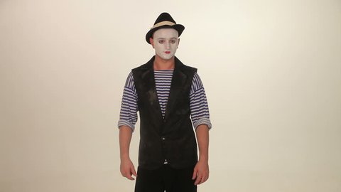 Mime Artist Pulling Invisible Rope Isolated Stock Footage Video (100% ...