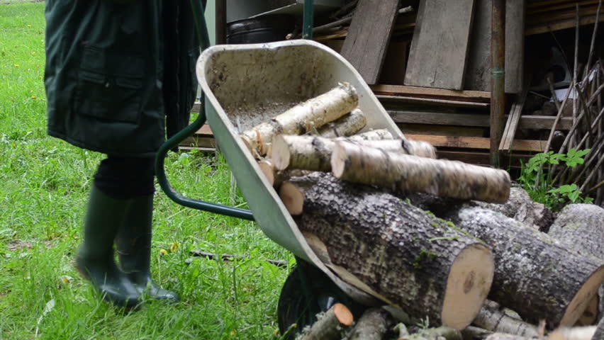Garden Worker Man Carry Wheelbarrow Stock Footage Video (100% Royalty ...